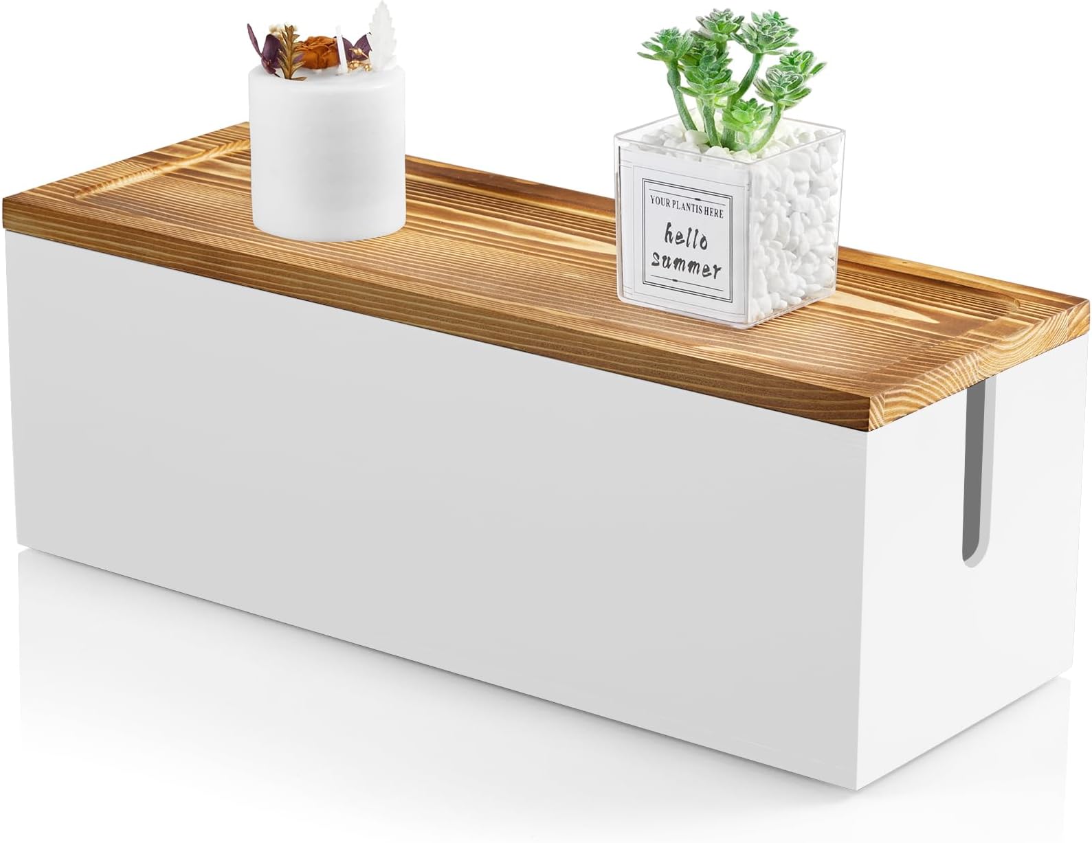 Amazon.com: Bivvclaz Large Cable Management Box, Wooden Cord Organizer ...