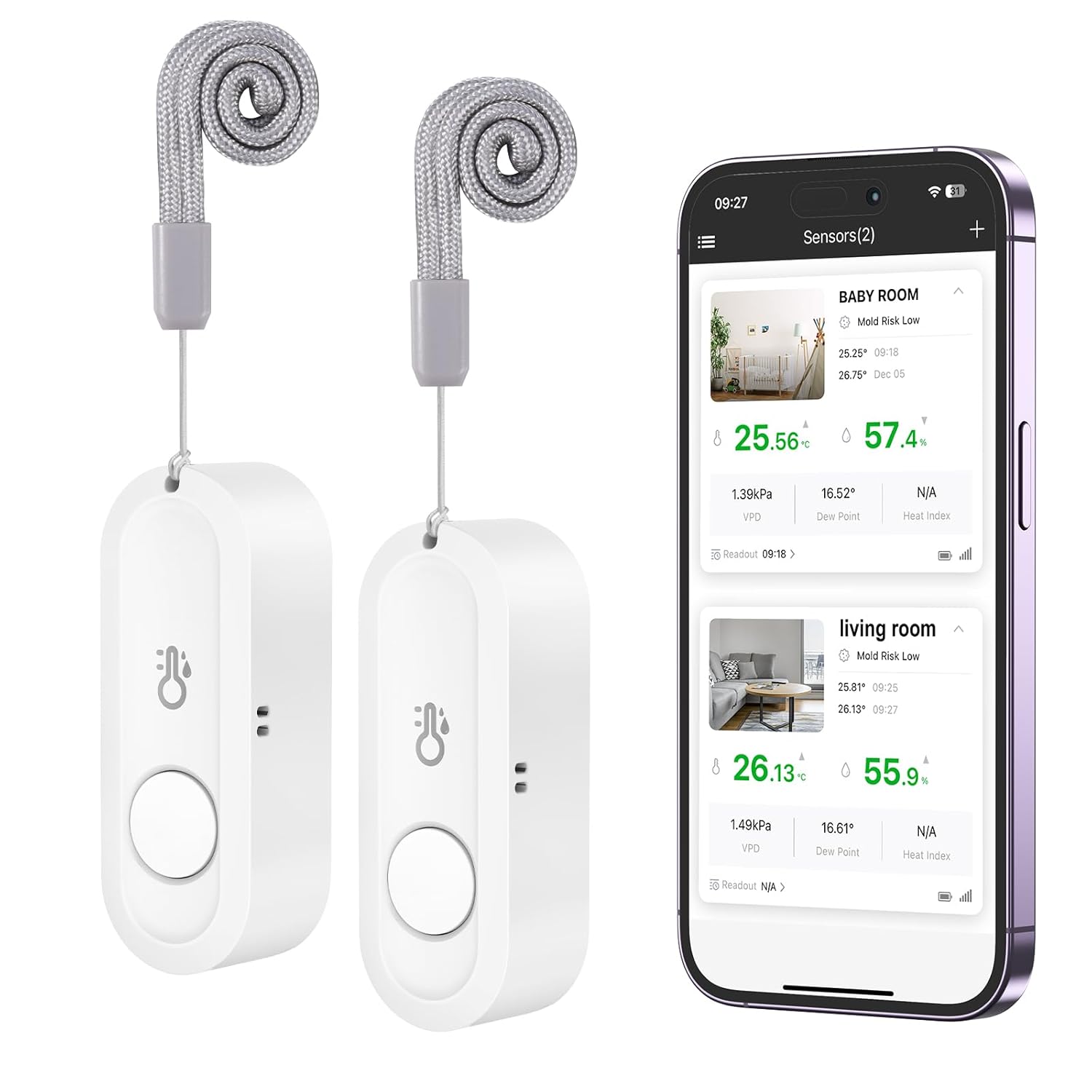 ORIA Bluetooth Humidity Temperature Sensor, Wireless Thermometer ...