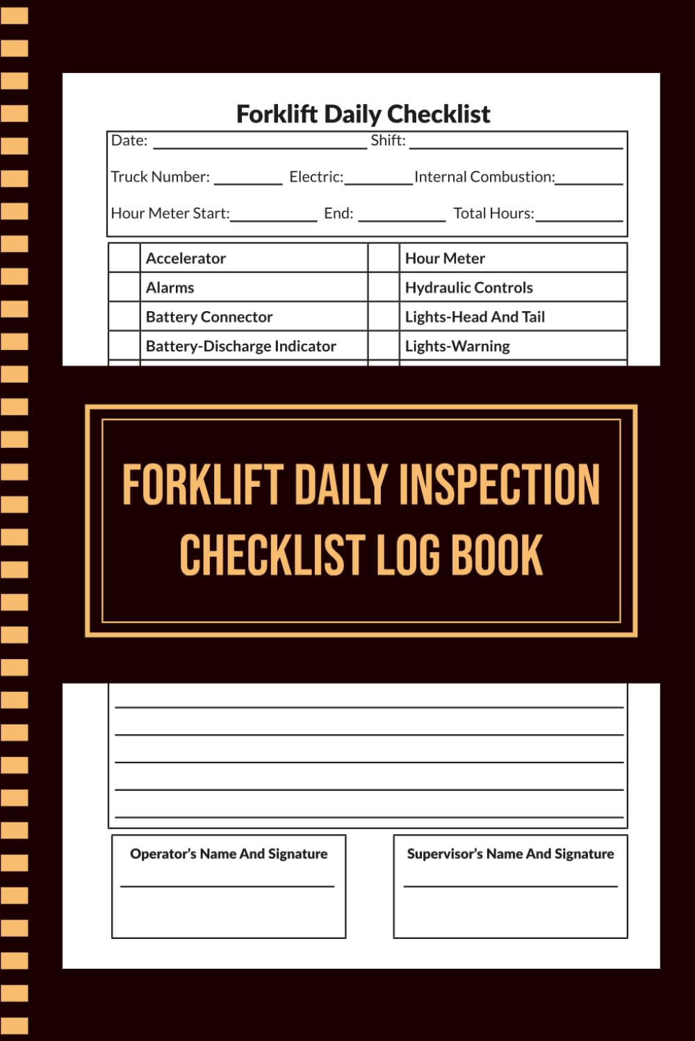 Forklift Daily Inspection Checklist Log Book, Forklift Operator ...