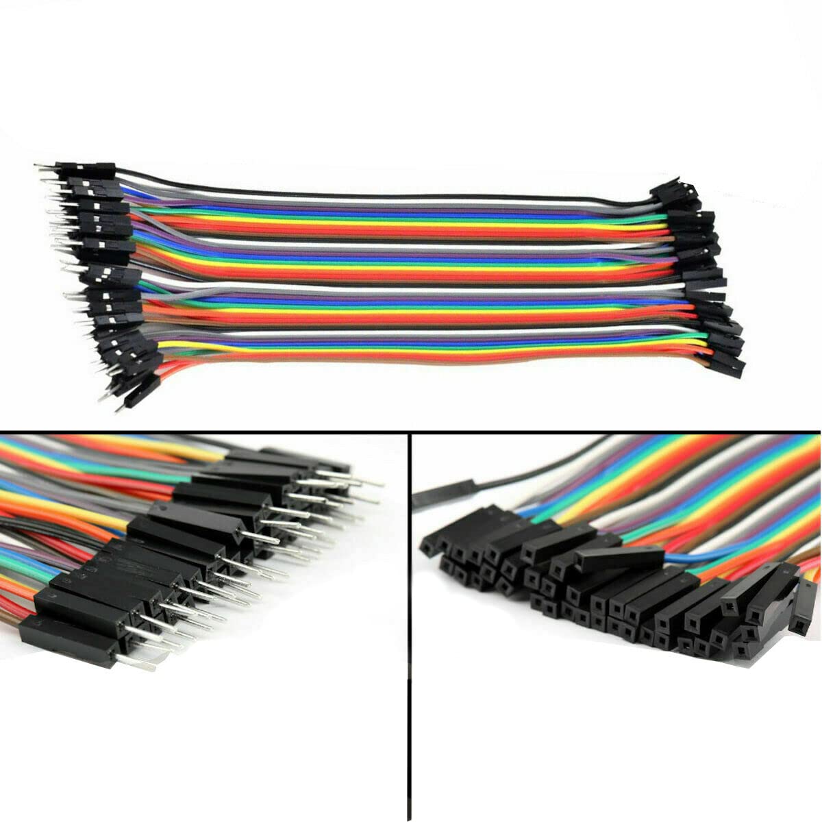 UMTMedia® 40 pcs 10cm Dupont Cables M-F, M-M, F-F Jumper Breadboard ...