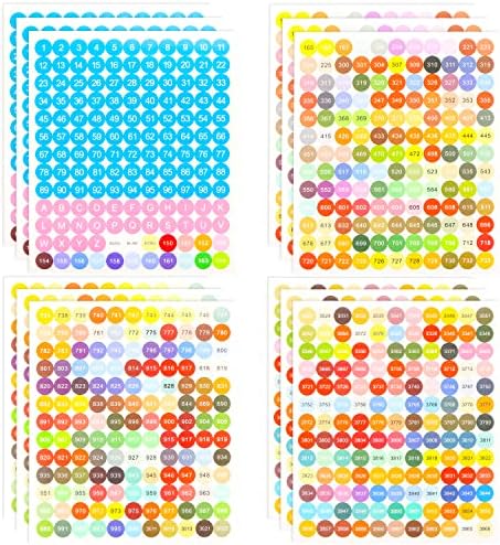 Amazon.com: BENBO 12 Sheets Color Number Stickers, 447 Color Number ...