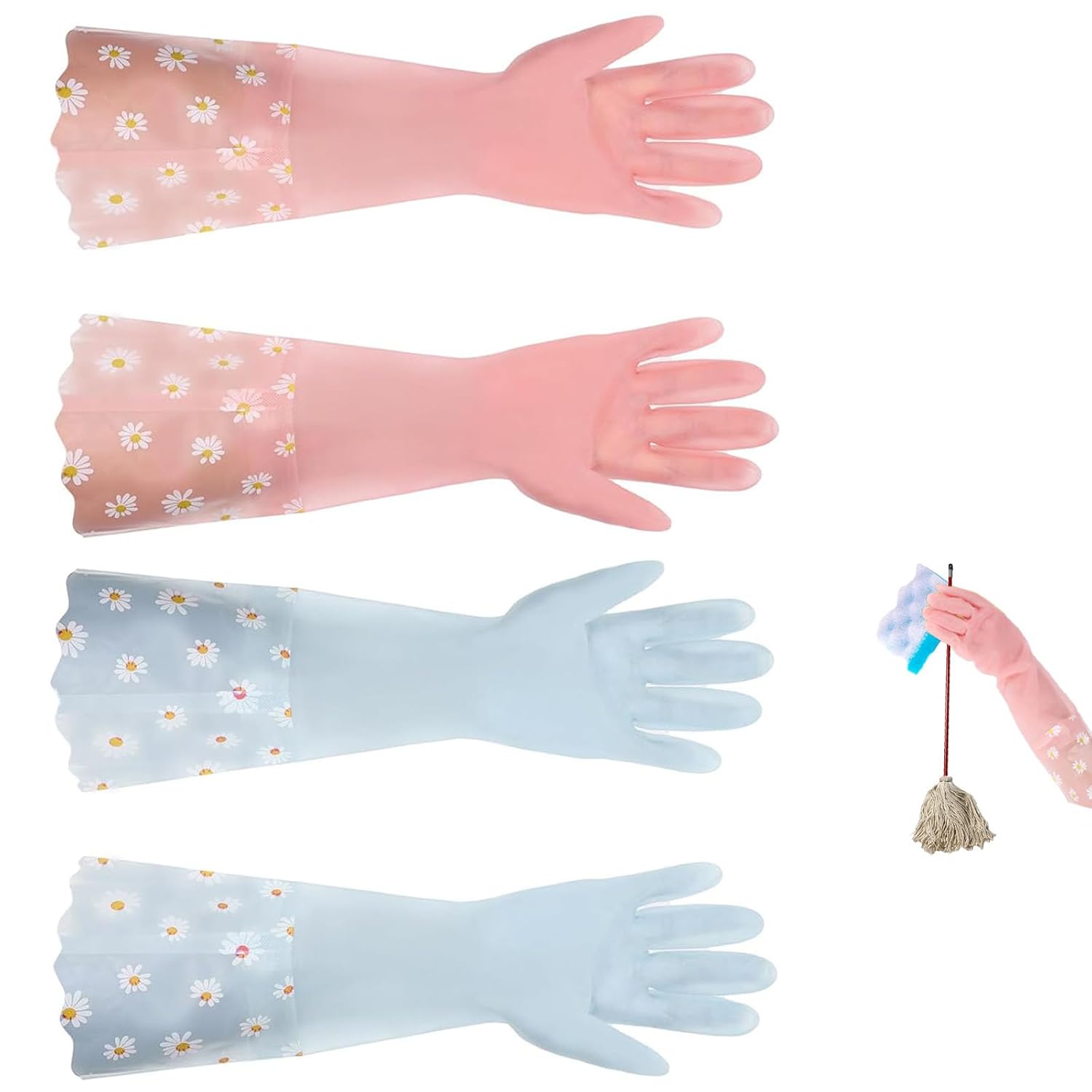 2 Pairs Washing Up Gloves Medium Rubber Gloves Dishwashing Cleaning ...