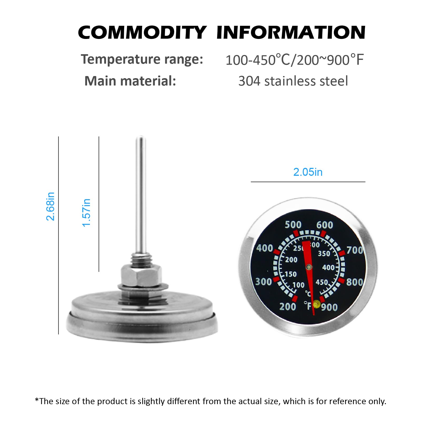 Snapklik.com : KT THERMO 2" Grill Thermometer BBQ Charcoal Smoker ...