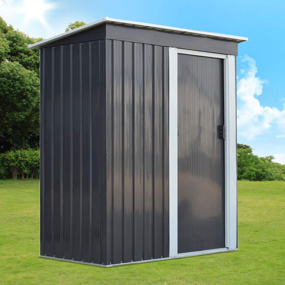 5X3FT Storage Shed Metal Garden Apex Roof Shed Metal Flat Roof Shed ...