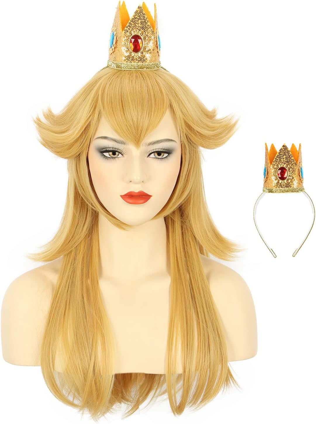Amazon.com: karlery Adult Long Golden Princess Costume Wig with Crown ...