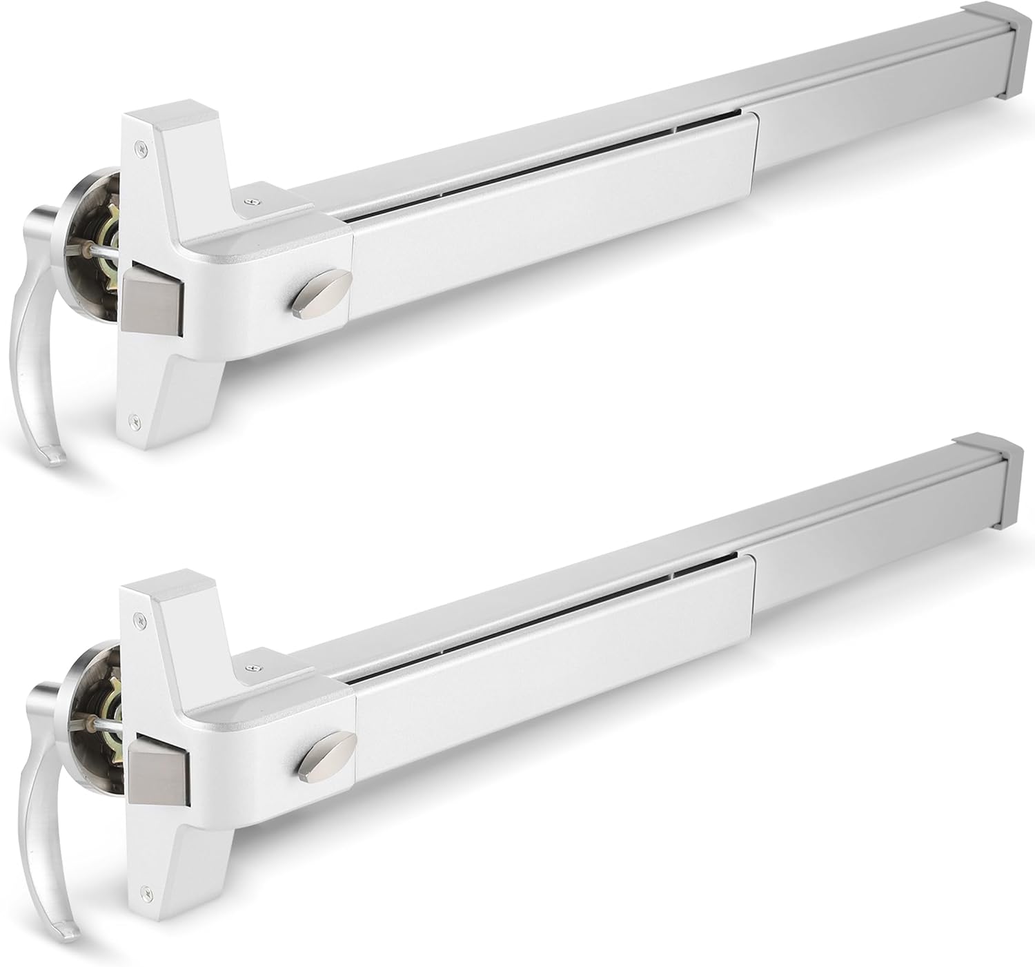 IRONWALLS Push Bar Panic Exit Device with Exterior Lever Keyed Alike, 2-Pack 27.5” Stainless ...