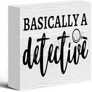 Amazon.com: Basically A Detective Wood Box Sign Wooden Block Signs For ...