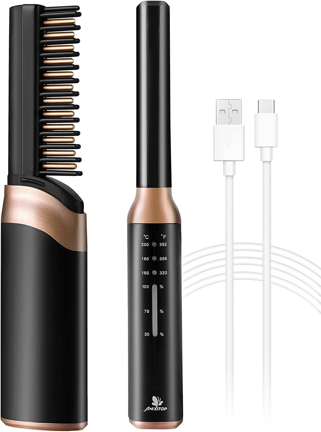 Cordless Hair Straightener, FERNIDA Rechargeable Hot Comb Hair ...