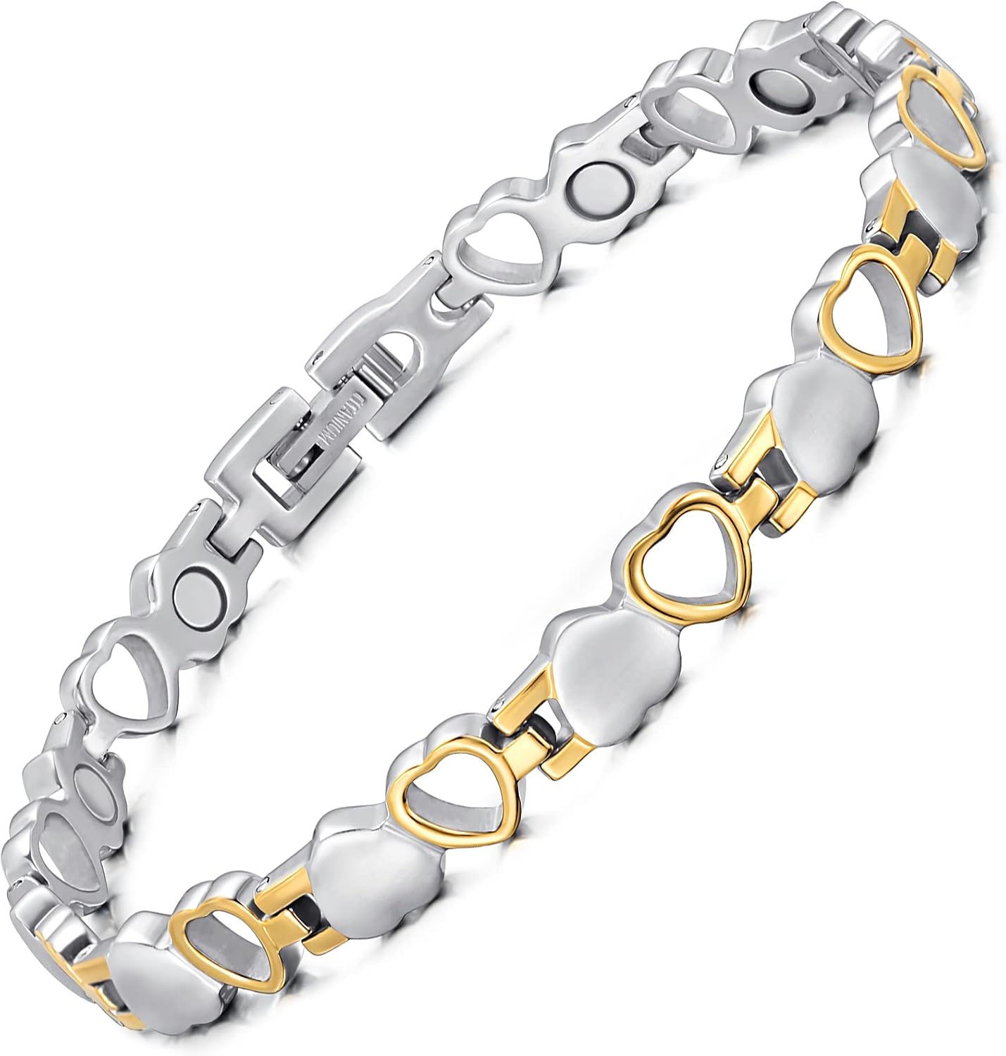 RainSo Pure Titanium Magnetic Bracelets Silver Bracelet For Women Love ...