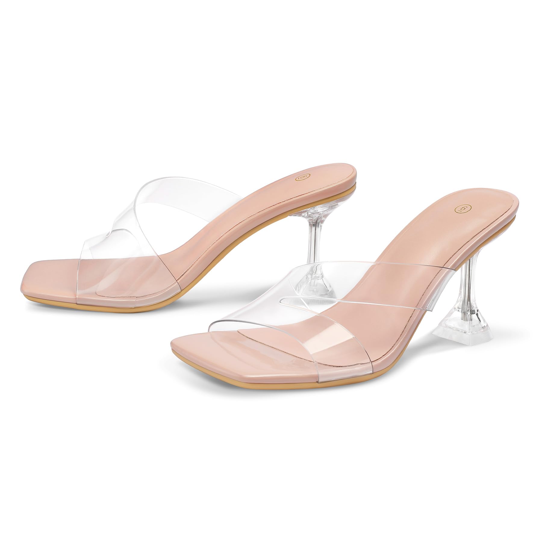Snapklik.com : Mysoft Womens Clear Heeled Sandals Square Toe ...