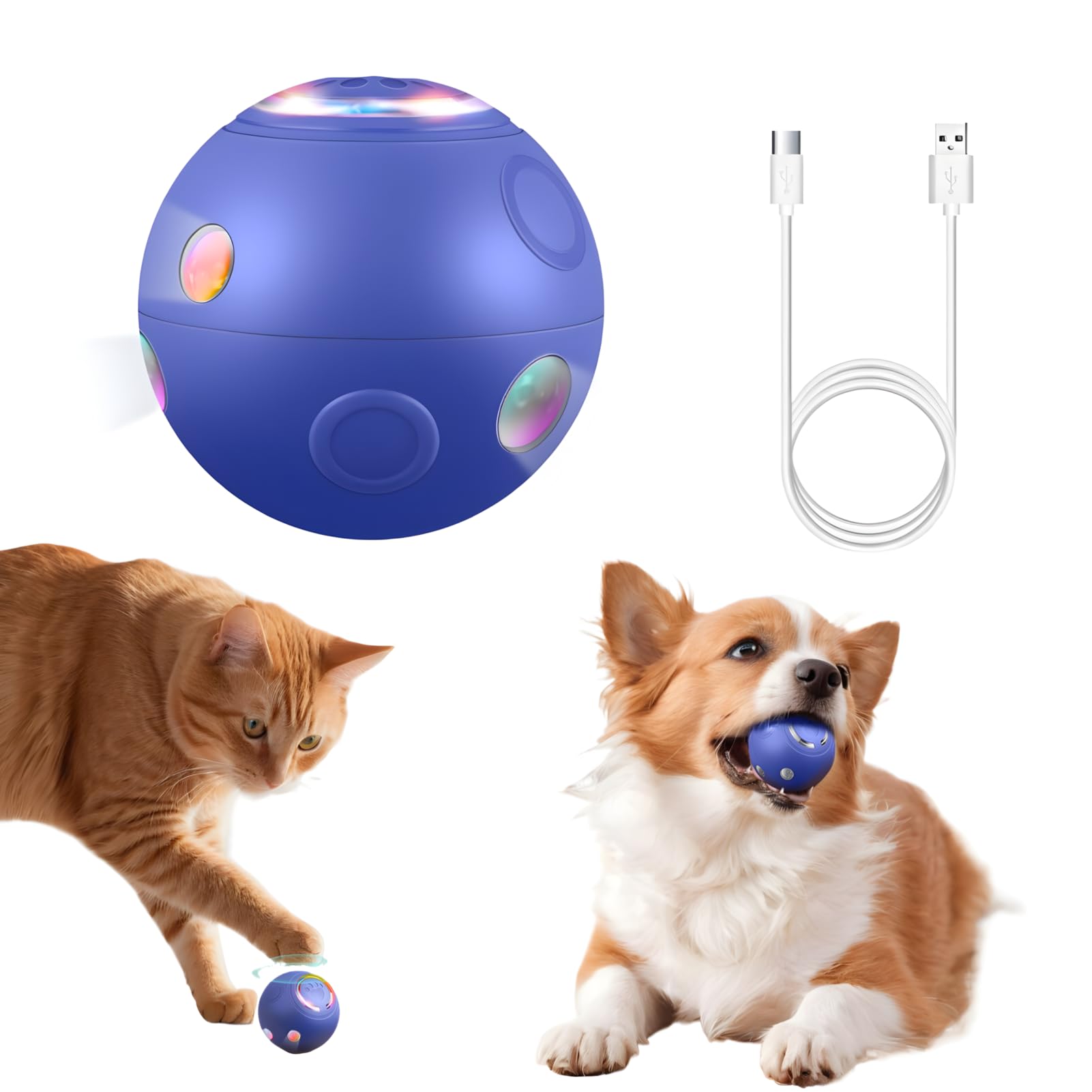 Amazon.com : MYHJL Upgraded Automatic Cat Ball Dog Toy, Smart Rolling ...