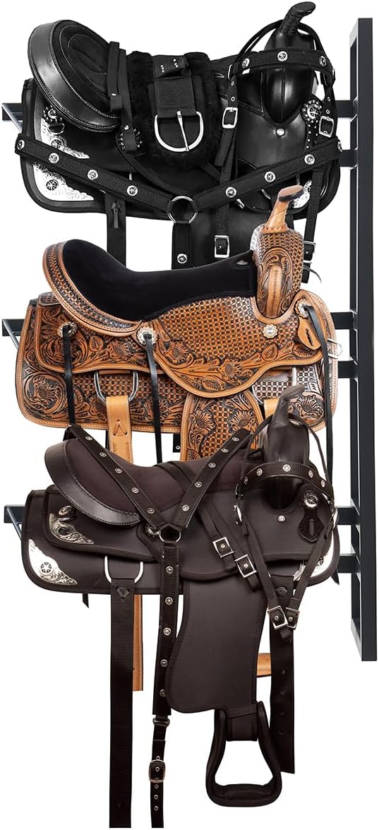 Amazon.com: 4 Tier Saddle Rack Wall Mount, Adjustable Horse Saddle ...