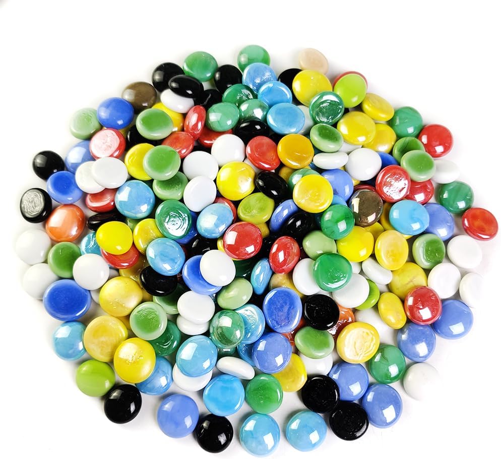 Amazon.com: Ocefeiyue Colorful Glass Gems Pebbles Stones Flat Marbles ...