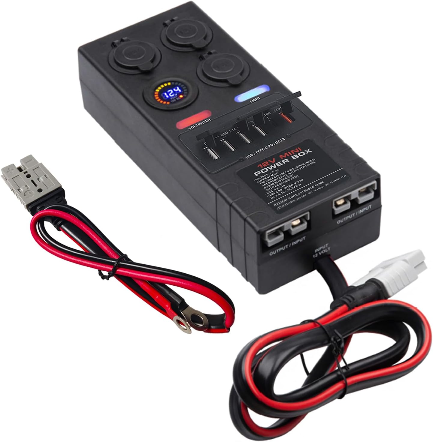 Mini Power Distribution Box 12V DC Battery Socket Max. 50A Current with ...