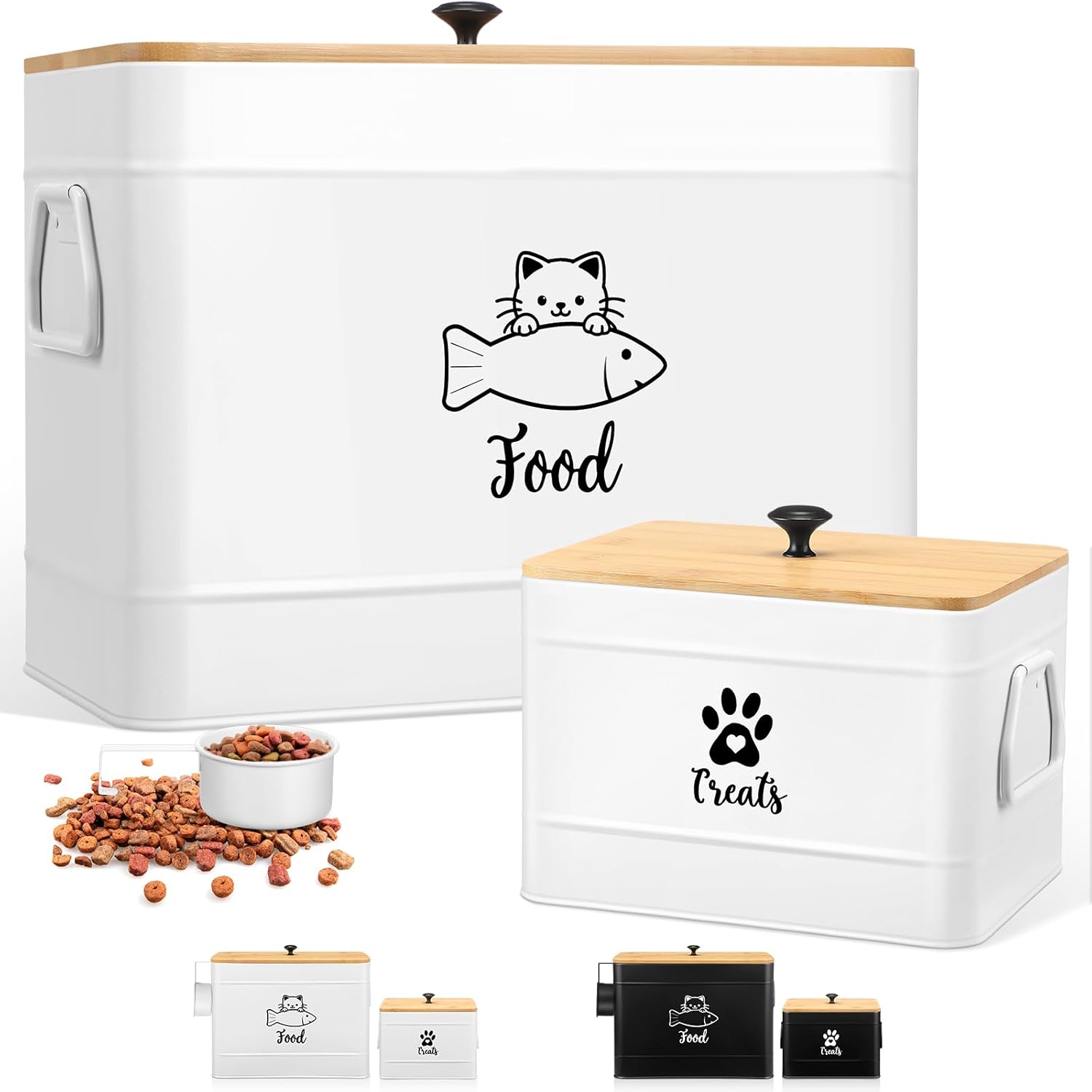 Amazon.com: Reallnaive Extra Large Metal Cat Food Containers Airtight ...