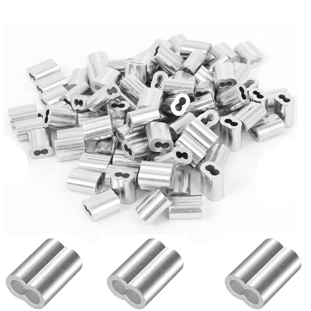 200 Pcs Aluminum Crimping Loop Sleeve 1/16",Cable Crimp Ferrules for ...