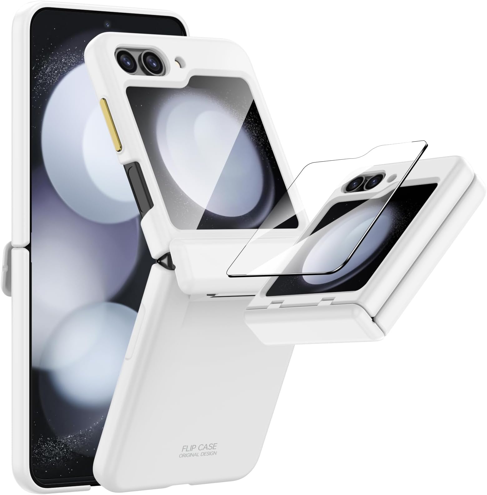 Amazon.com: Vizvera for Galaxy Z Flip 5 Case with Hinge Protection, Flip z 5 Case Built-in Outer ...