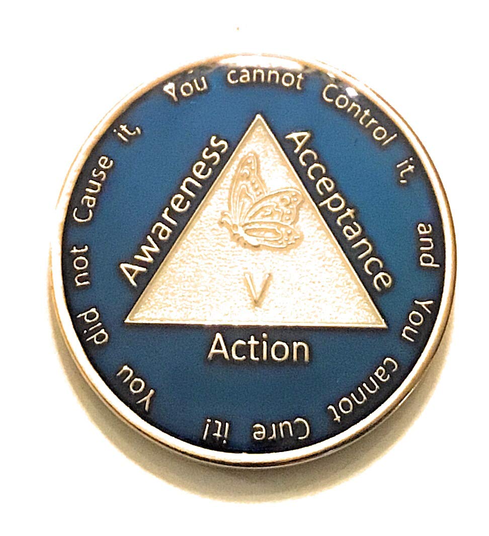 Amazon.com: Recovery Line 5 Year Al-Anon Blue Butterfly Anniversary ...