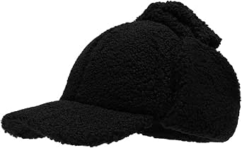 Amazon.com: Women's Lamb Wool Baseball Cap with Ear Flaps Warm Casual ...