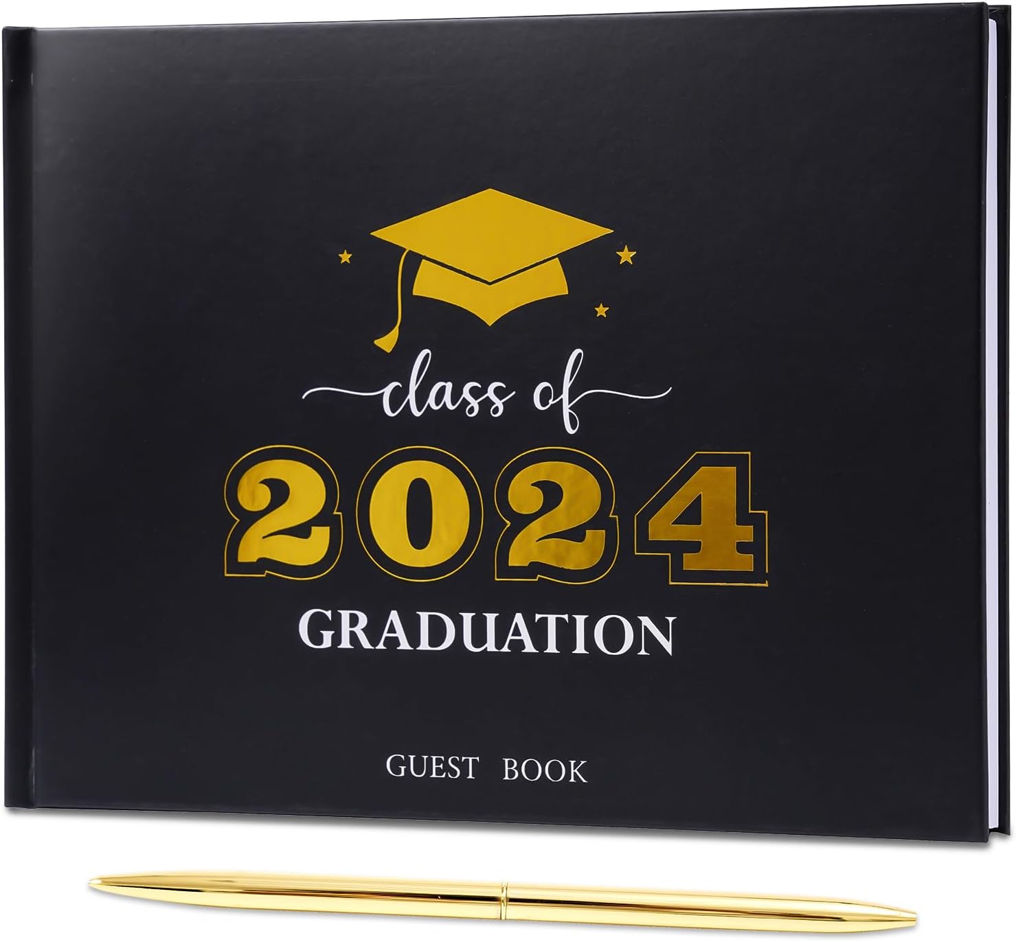 Amazon.com: algpty Graduation Decorations Black and Gold 2024 - Guest ...
