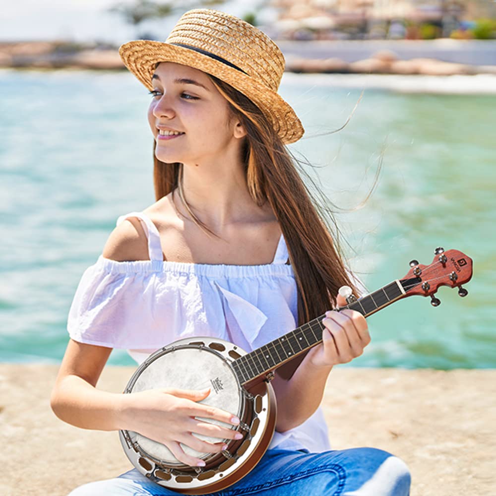 Vangoa 5 String Banjo with Tone Ring, 26 Inch Mini Banjo 5 String ...