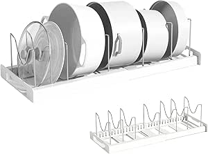 Amazon.com: Buhyujkm Pan Holder Rack Kitchen | Adjustable Compartment ...