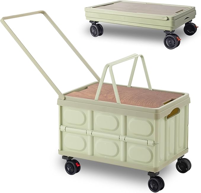 Amazon.com: Collapsible Crate with Wheels, Teacher Rolling Crate with 2 ...