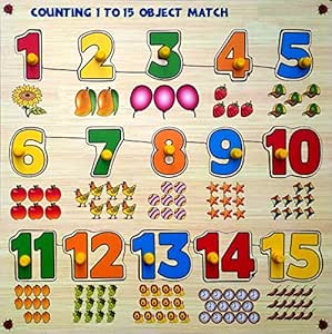 Webby Premium Wooden Counting Numbers 1 to 15 Object Match Educational ...