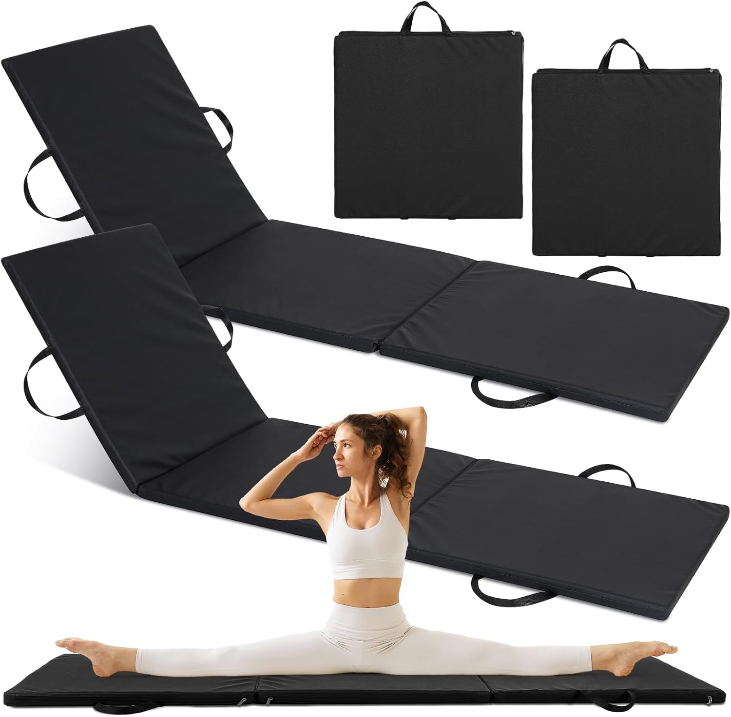 Amazon.com : Drydiet 2 Pack Folding Gymnastics Mat Exercise Mat with ...