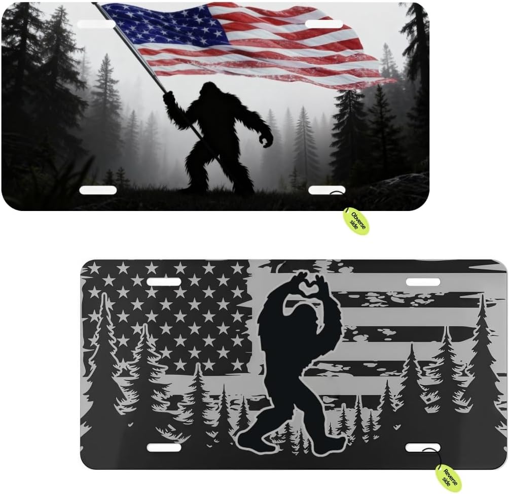 Amazon.com: 1PC Vintage Front License Plate Cover Bigfoot Sasquatch ...