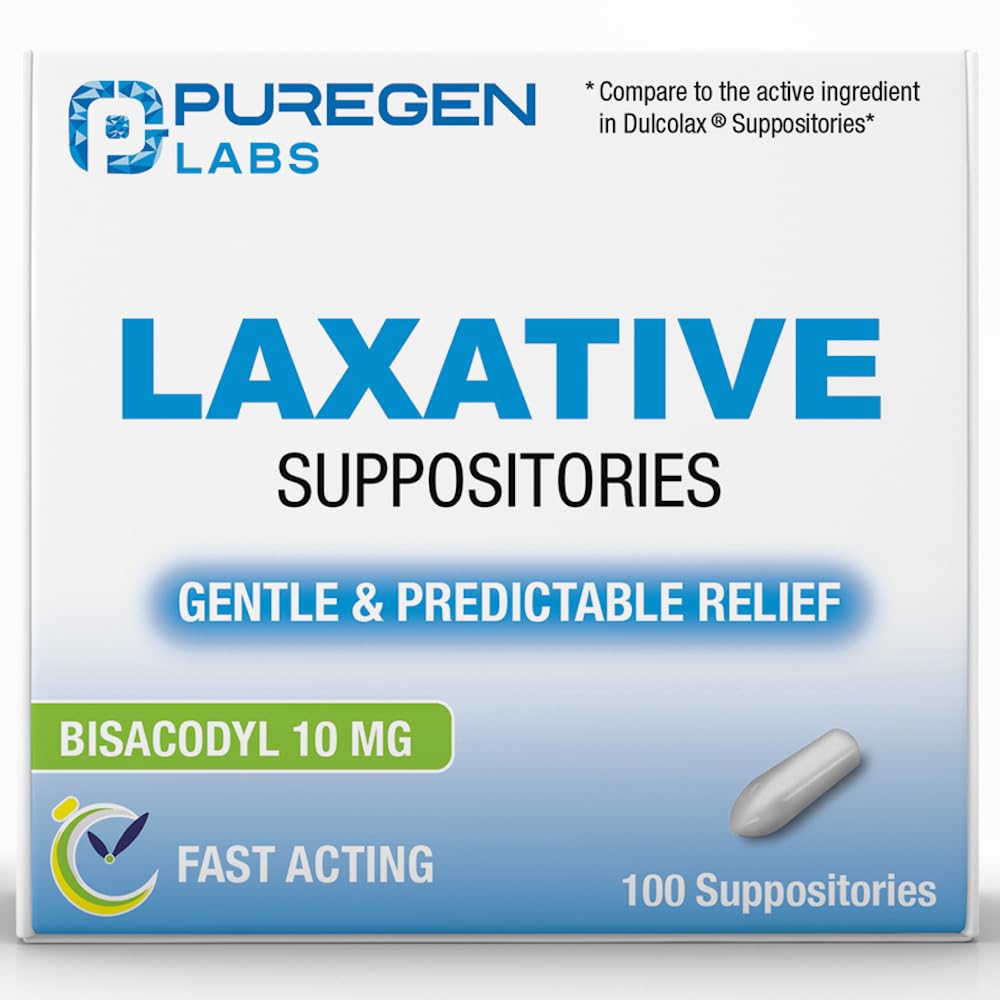 Amazon.com: Puregen Labs Fast Relief Laxative Suppositories, Bisacodyl ...