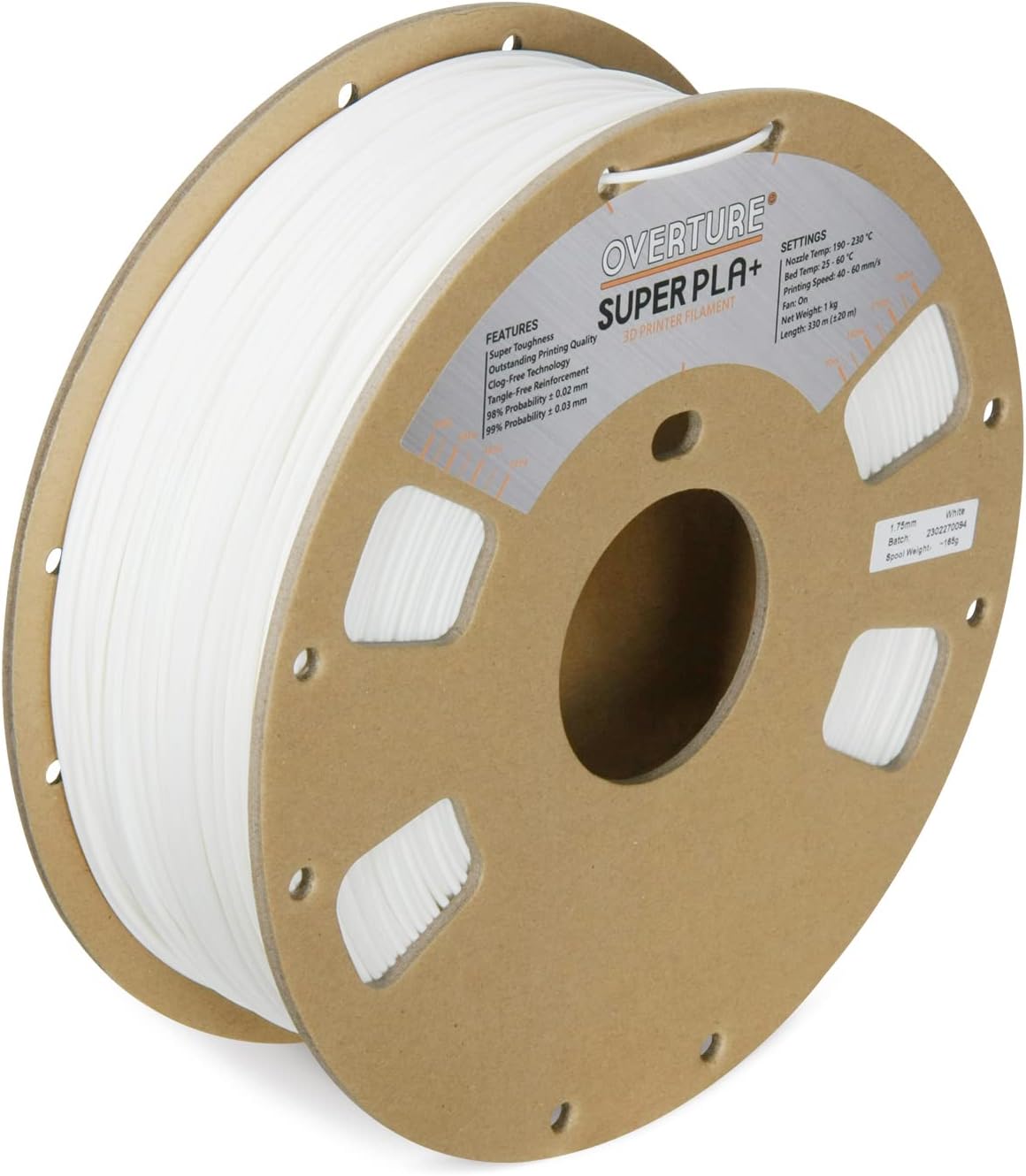 OVERTURE Super PLA+ Filament 1.75mm, Toughness Enhanced PLA Plus ...