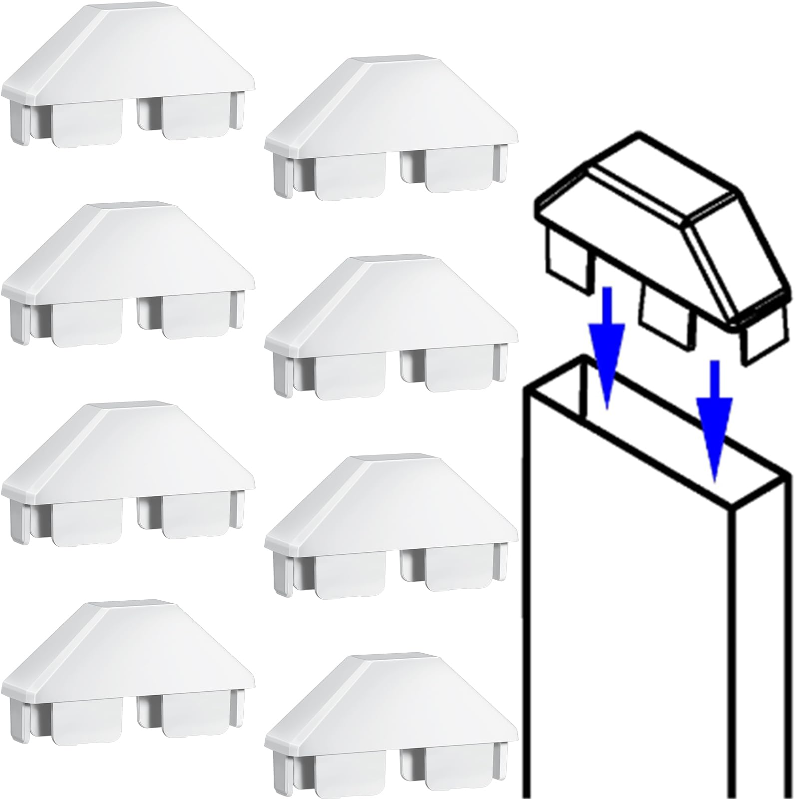 Amazon.com: Pelopy 8 Packs White Vinyl Picket Fence Caps 7/8" x 3 ...