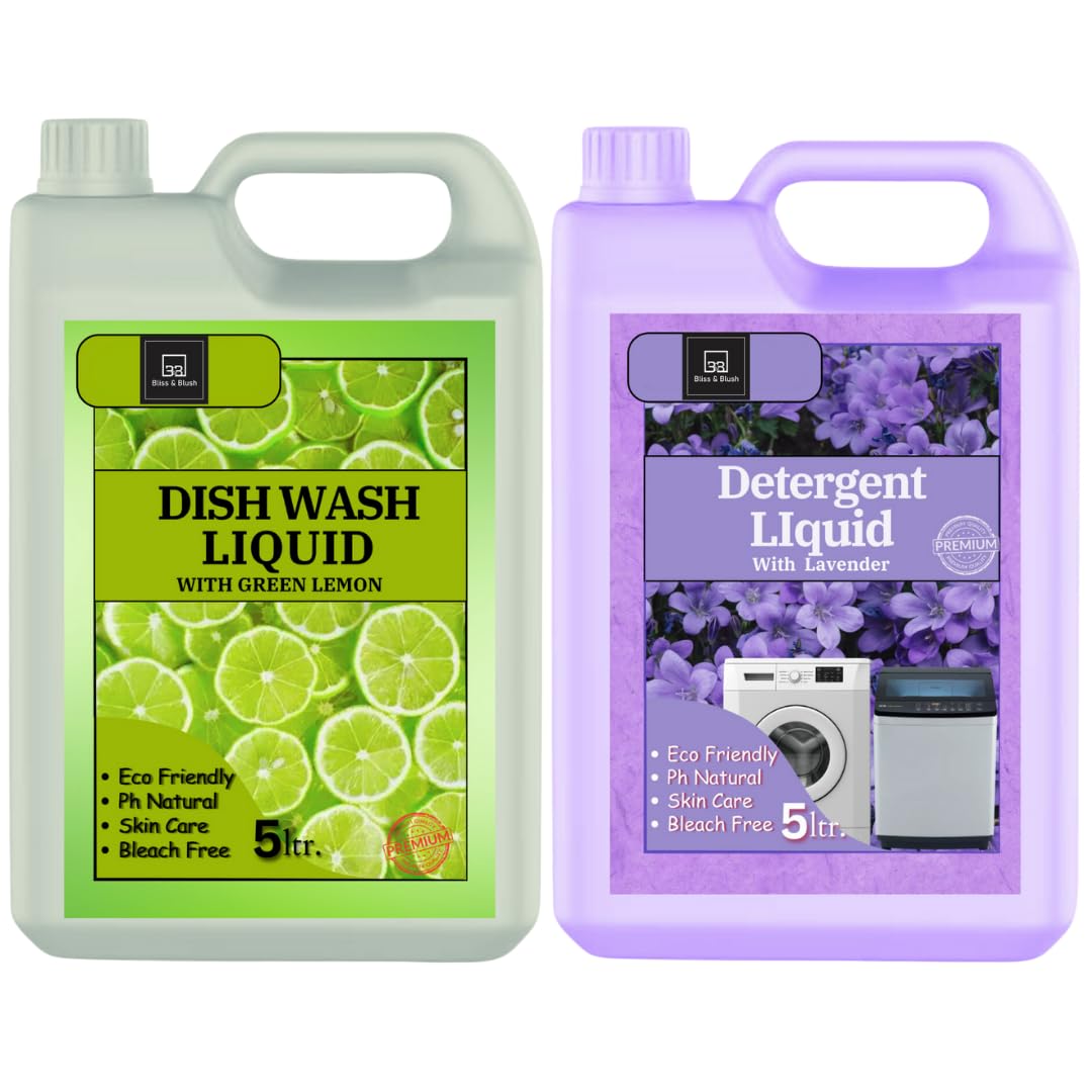 B&B bliss & blush dish wash liquid green 5Liter & detergent liquid blue ...