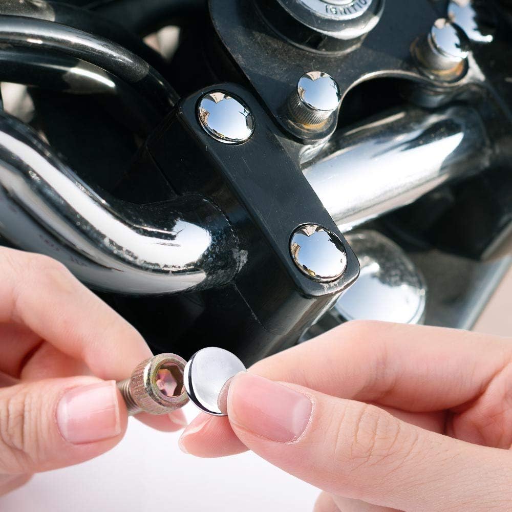 Kiwav Motorcycle Round Bolt Cap Screw Cover Plug Chrome 8mm ...