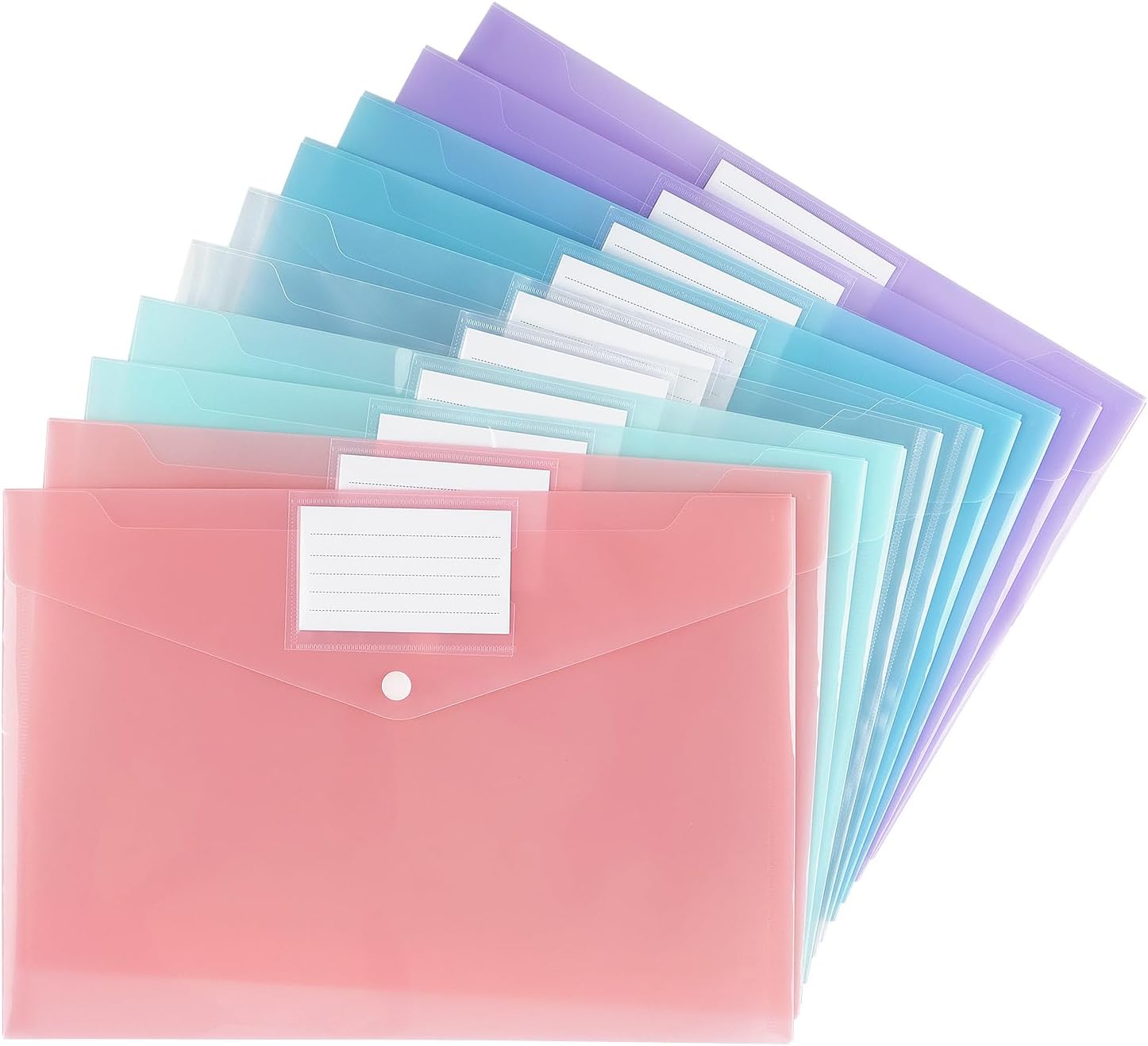 Tamaki 10 Pack Pastel Plastic Envelopes Poly Envelopes, Clear Document ...