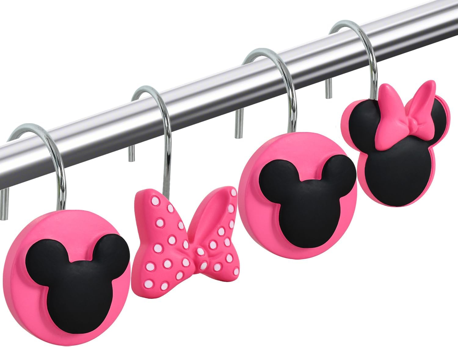 Amazon.com: CTOHN 12 Pieces Mouse Shower Curtain Hooks Rings, Pink ...