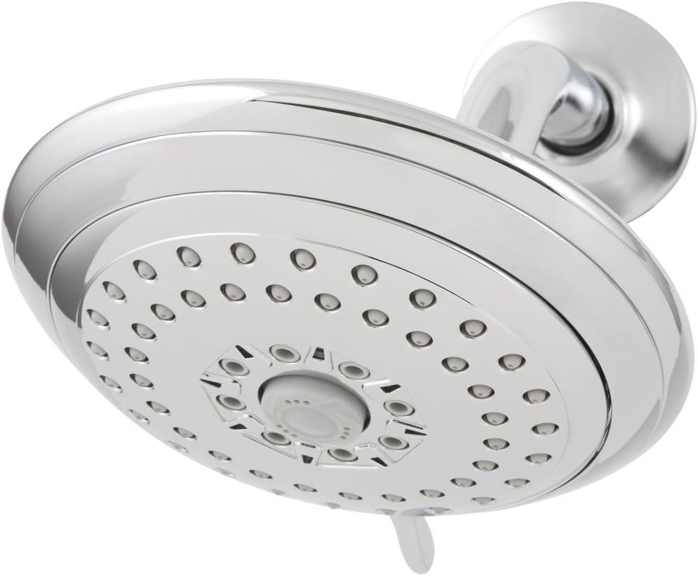 HydroSpin Fixed Shower Head - 5 Spray Settings, Chrome - Fixed ...