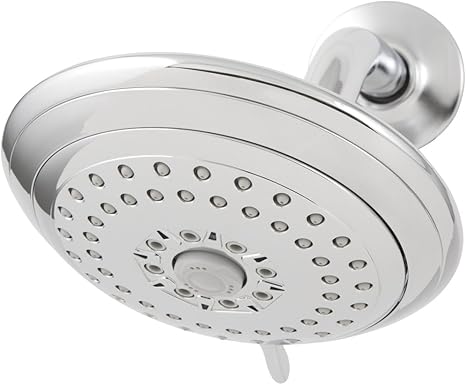 HydroSpin Fixed Shower Head - 5 Spray Settings, Chrome - Fixed ...
