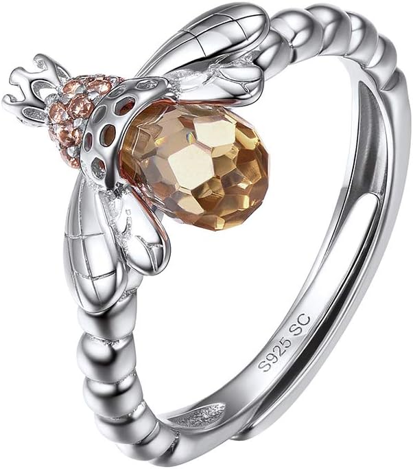 SILVERCUTE Bee Crystal Ring for Women Teen Girls 925 Sterling Silver ...