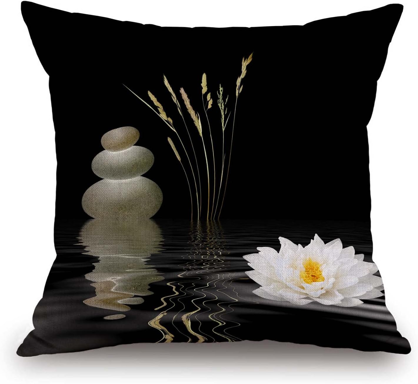 Amazon.com: TSSOHU Decorative Throw Pillow Cover Asian Zen Stone ...