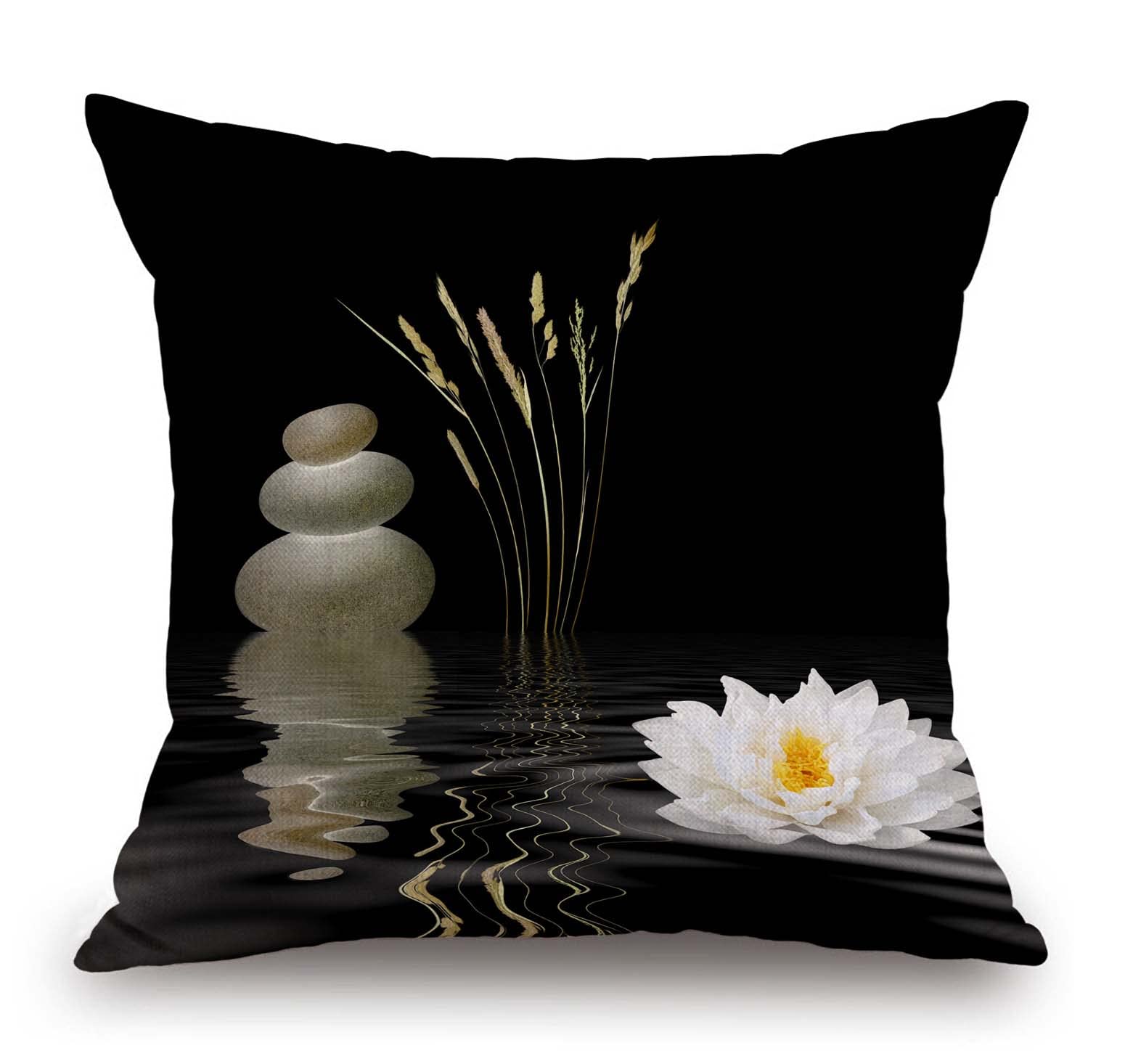 Amazon.com: TSSOHU Decorative Throw Pillow Cover Asian Zen Stone ...