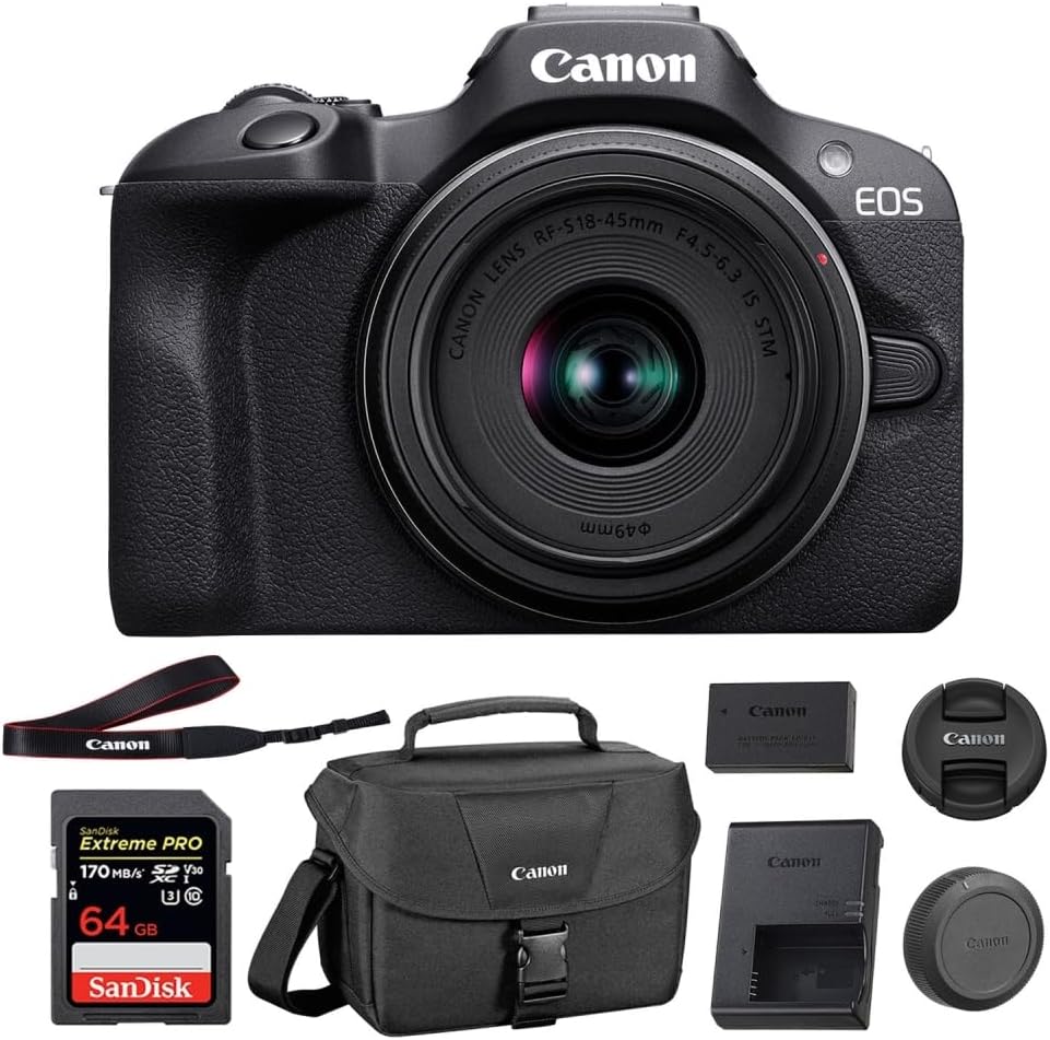 Amazon.com : Canon EOS R100 Mirrorless Camera with 18-45mm Lens Bundled ...