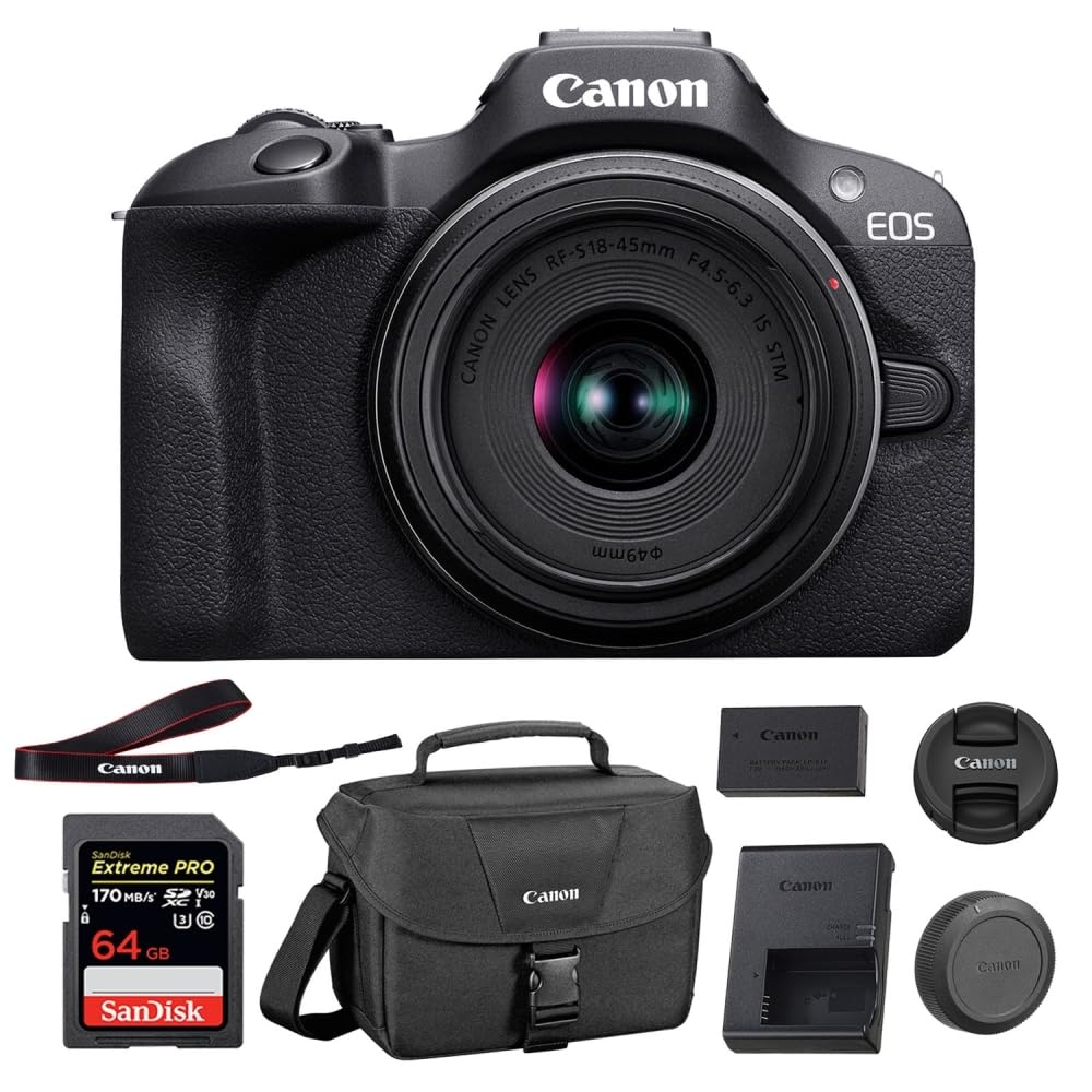 Amazon.com : Canon EOS R100 Mirrorless Camera with 18-45mm Lens Bundled ...