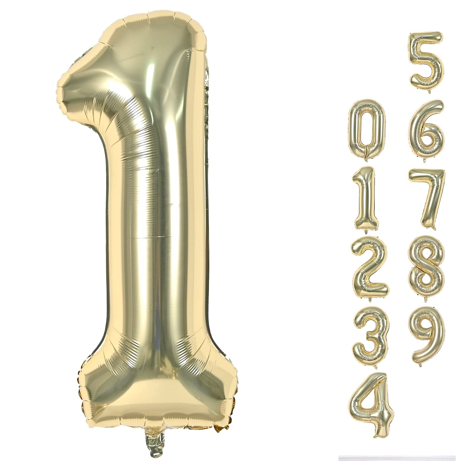 Amazon.com: Champagne Gold Number 1 Balloons, 40 In Large Light Gold ...