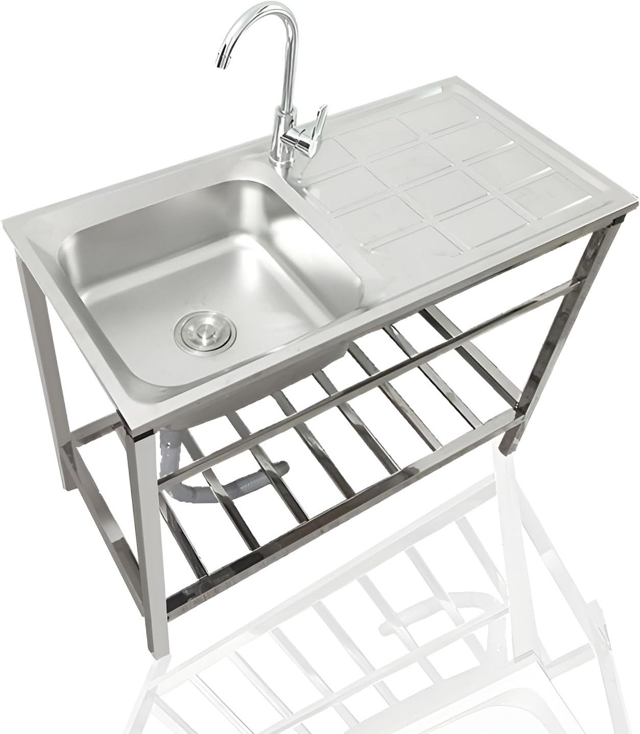 YIYIONCE Stainless Steel Utility Sink Freestanding Single Bowl Sink ...