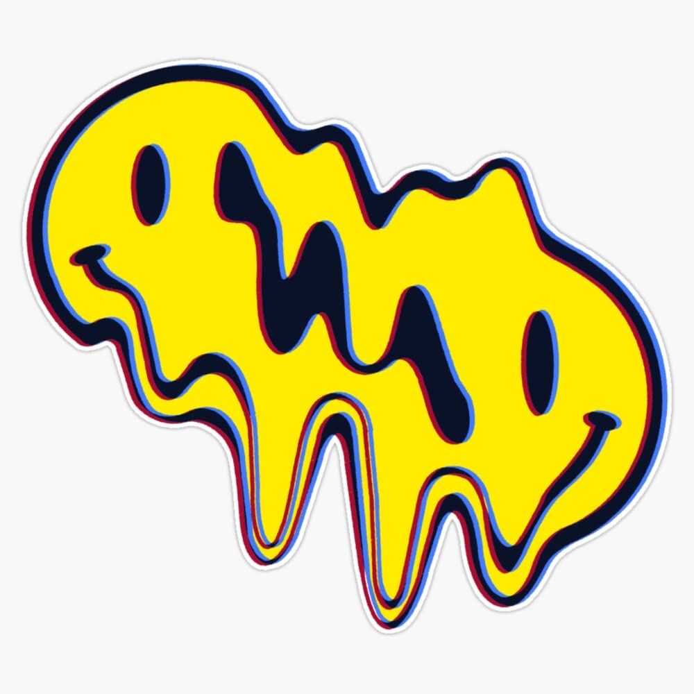 Amazon.com - Trippy Melting Smiley Faces Bumper Sticker Vinyl Decal 5"
