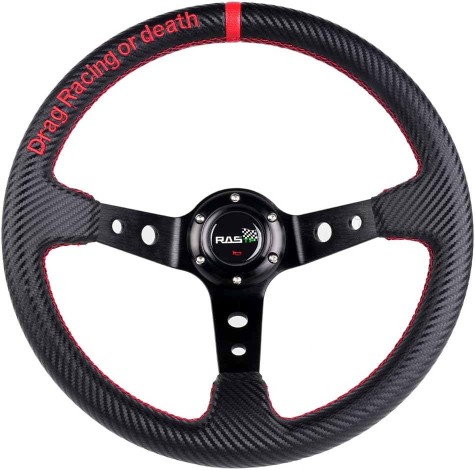 Amazon.com: RASTP Deep Dish Carbon Fiber Racing Wheel, 345mm 6-Bolt ...