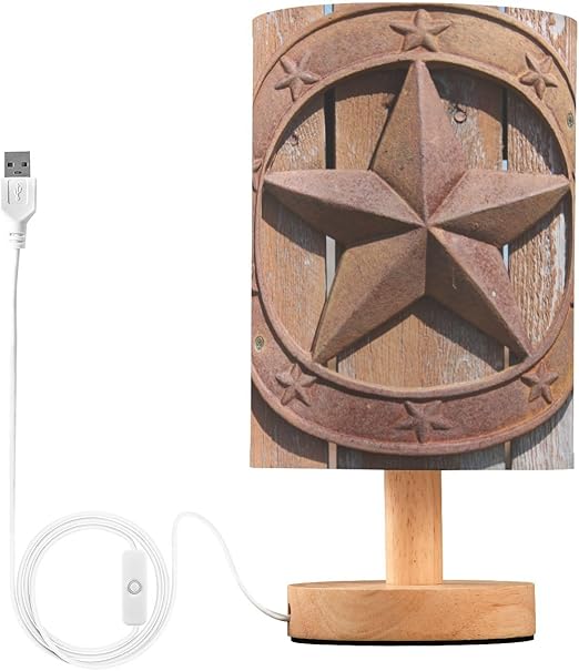 OURVII Rustic Barn Star Table Lamps Desk Lamps Western Texas Star Small ...