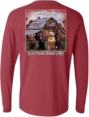 Southern Fried Cotton Labrador Dog Crew Long Sleeve Hunting T Shirt ...